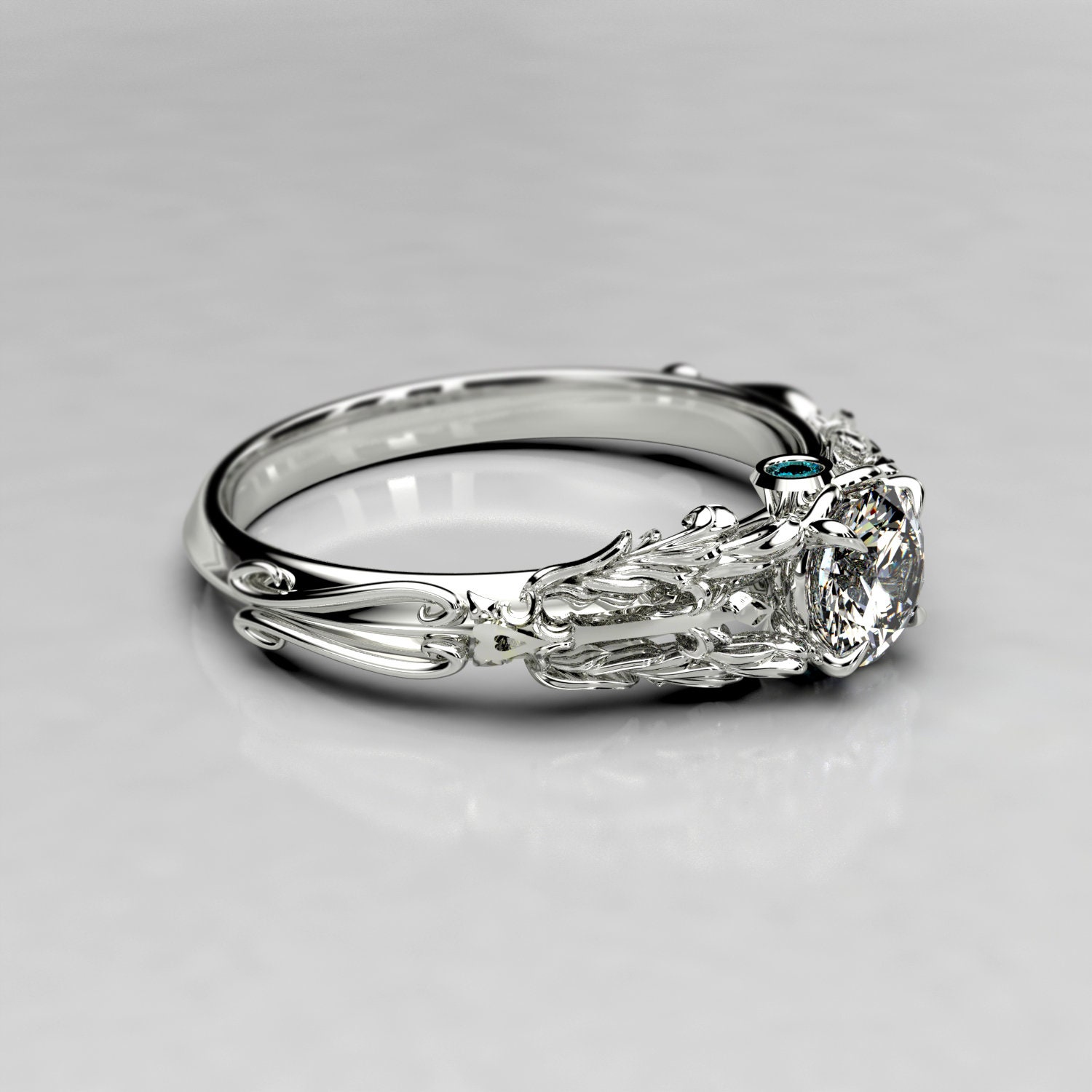 Kingdom Heart Inspired Oathkeeper Keyblade Engagement Ring - White Gold ...