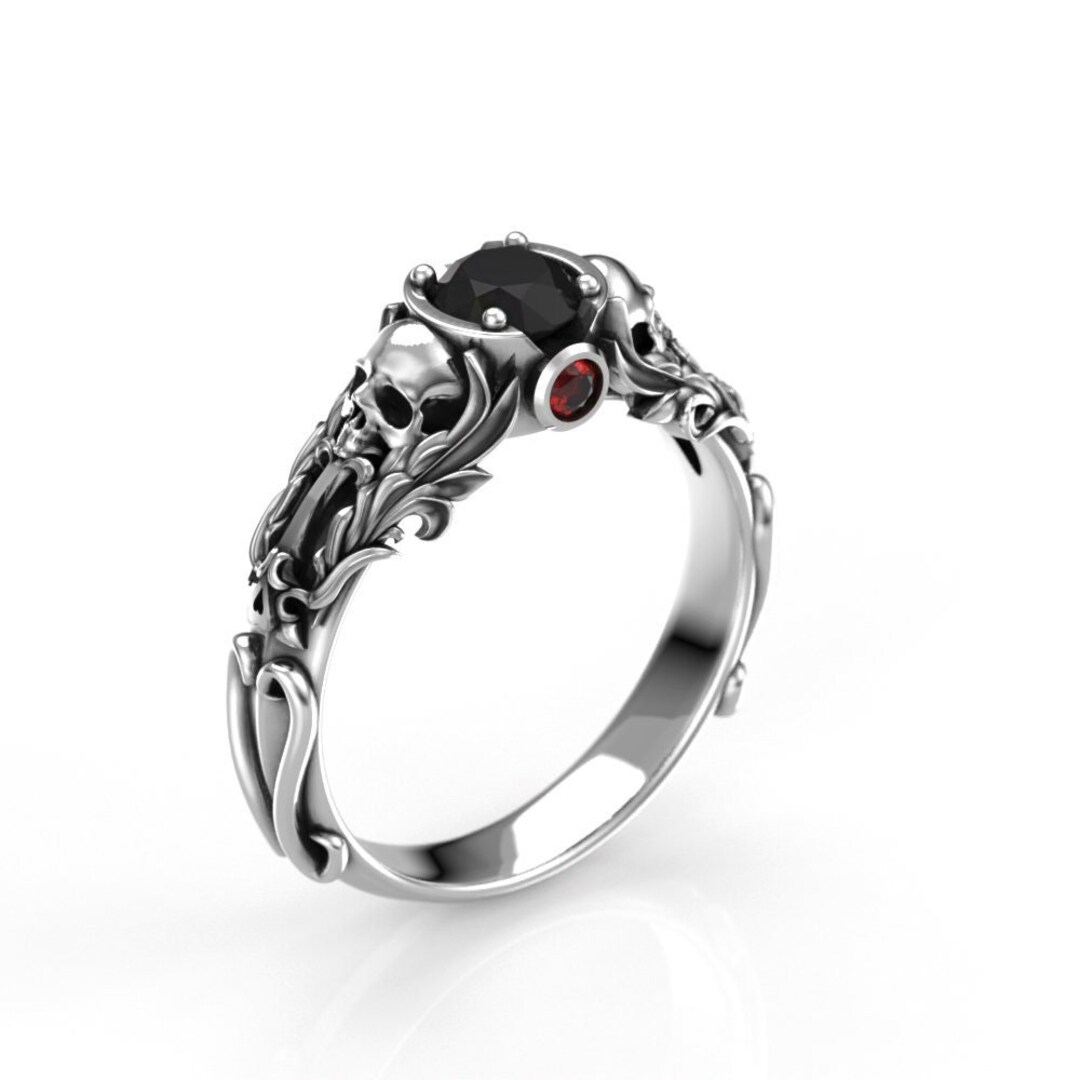 Goth Skull Engagement Ring With Moissanite or Black Diamond ...