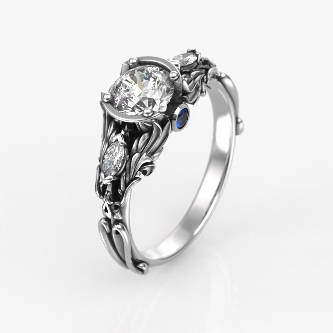 Elf Engagement Ring With Moissanite or Lab Diamond - Elven Fantasy ...