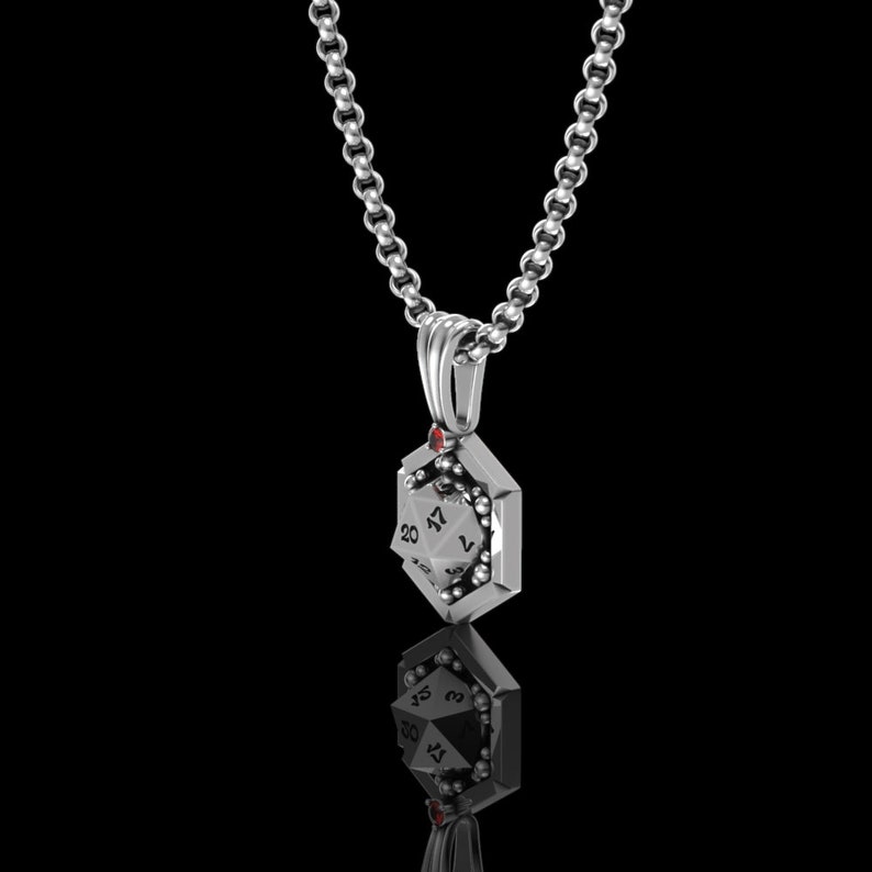 D20 Dice Pendant – Lab Ruby, Sterling Silver D&D Gamer Necklace - Etsy