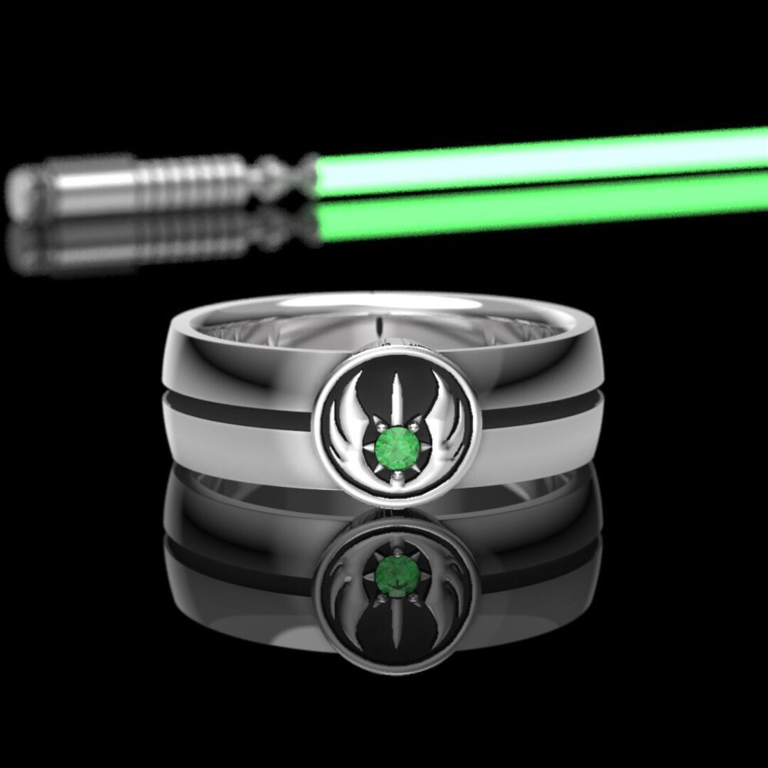 Star Wars Wedding Jedi Order Ring With Lab Emerald Silver - Etsy
