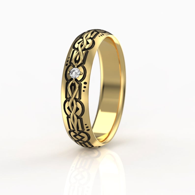 Elvish Fantasy Men's Wedding Band With Diamond 5mm - Etsy