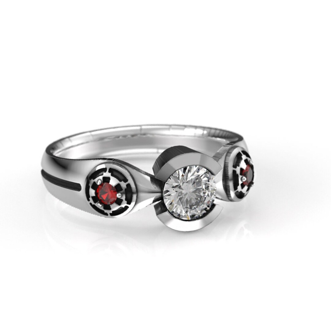 Star Wars Impirial Engagement Ring- Silver or Gold With Moissanite and ...
