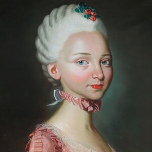 Portrait of an Elegant Young Lady in a Pink Dress - Simon-bernard ...