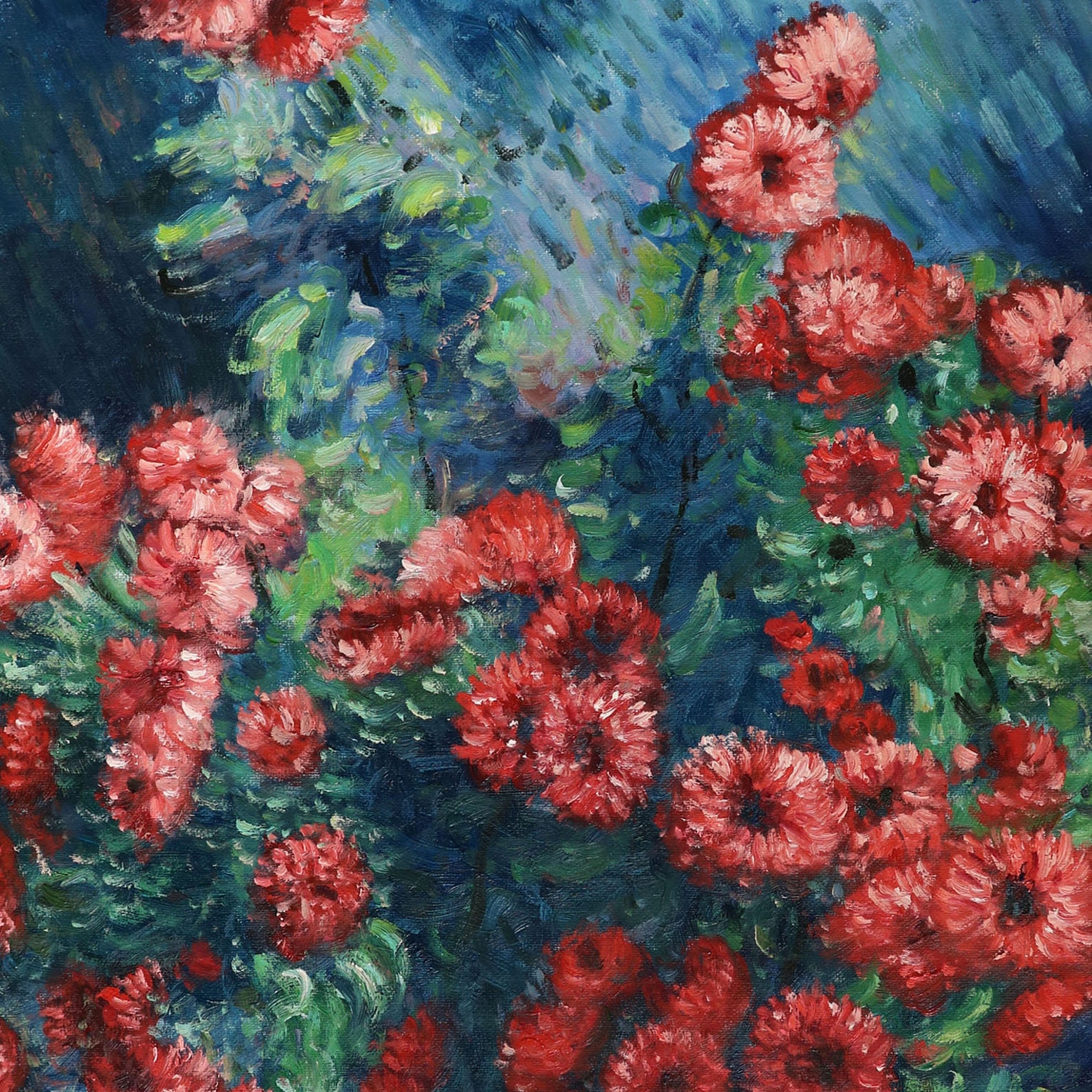 Red Chrysanthemums Claude Monet hand-painted oil painting | Etsy