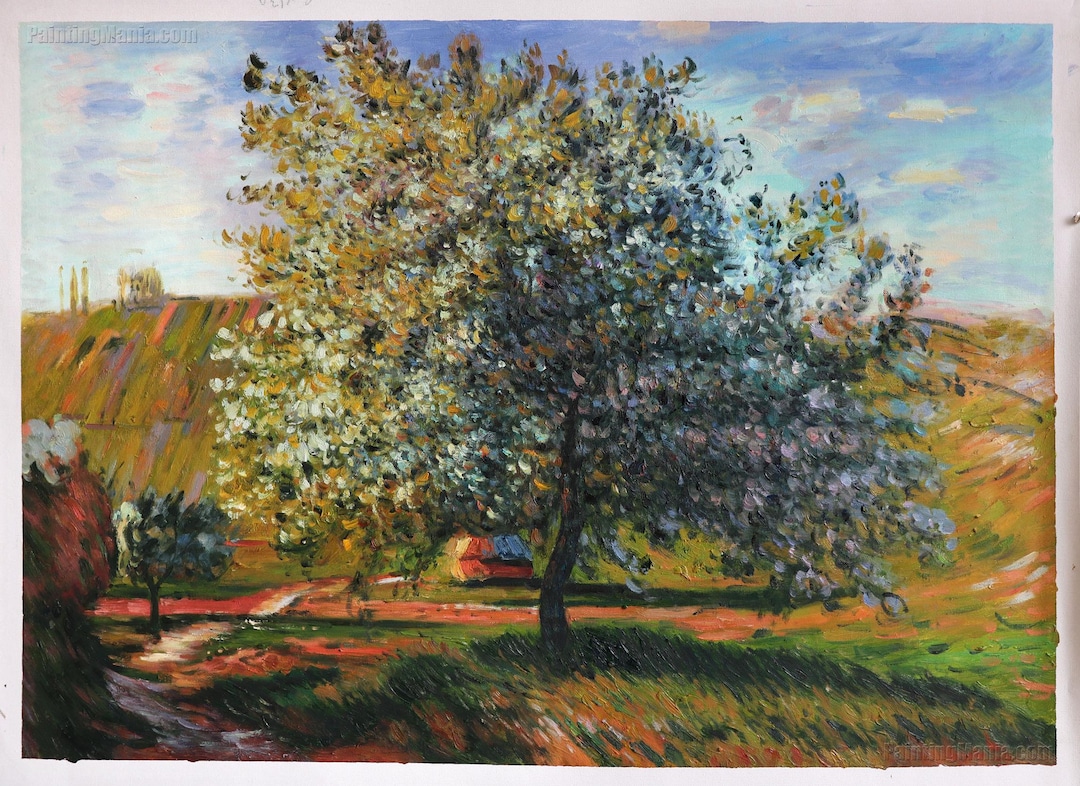 Tree in Flower Near Vetheuil - Claude Monet Hand-painted Oil Painting ...