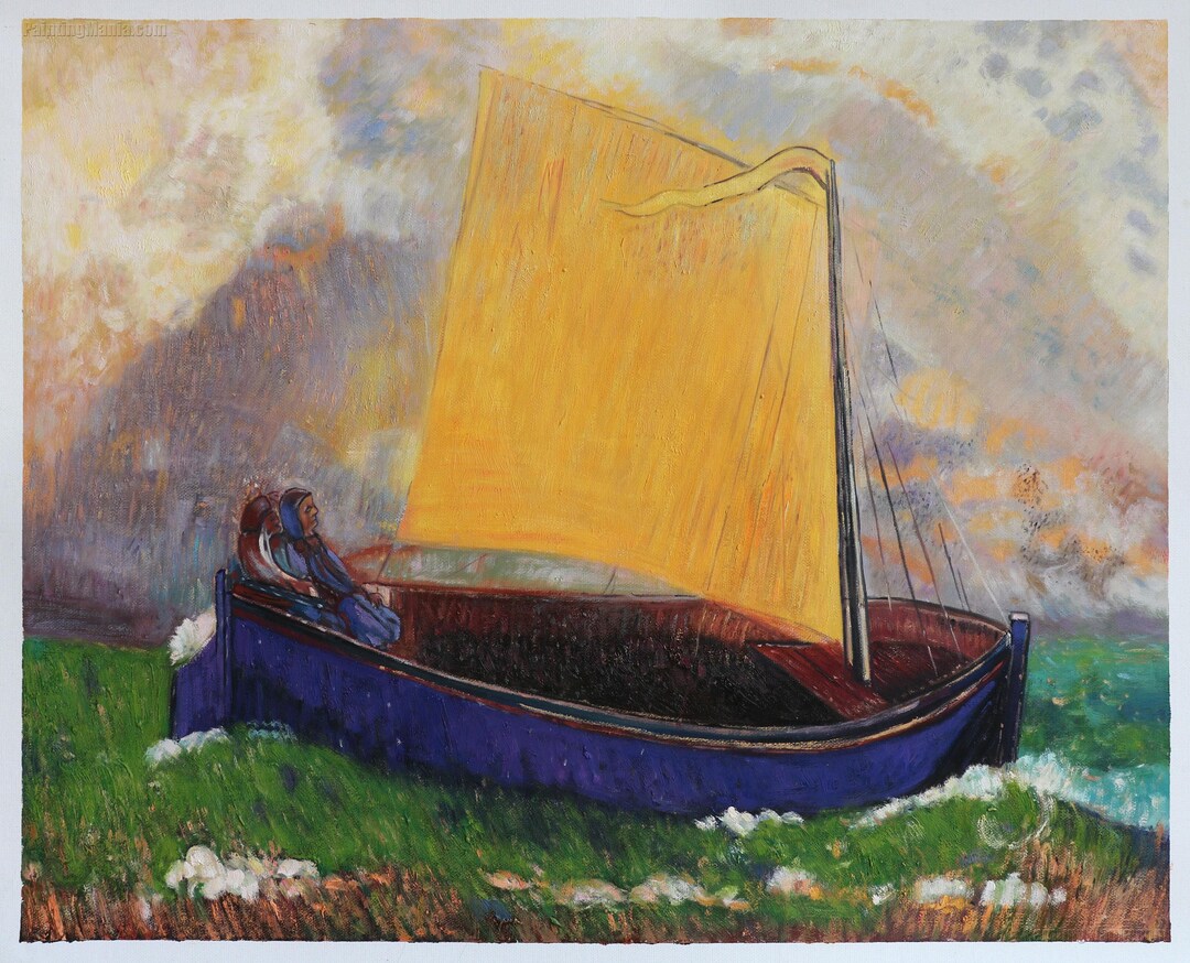 The Mysterious Boat Odilon Redon Hand-painted Oil Painting - Etsy