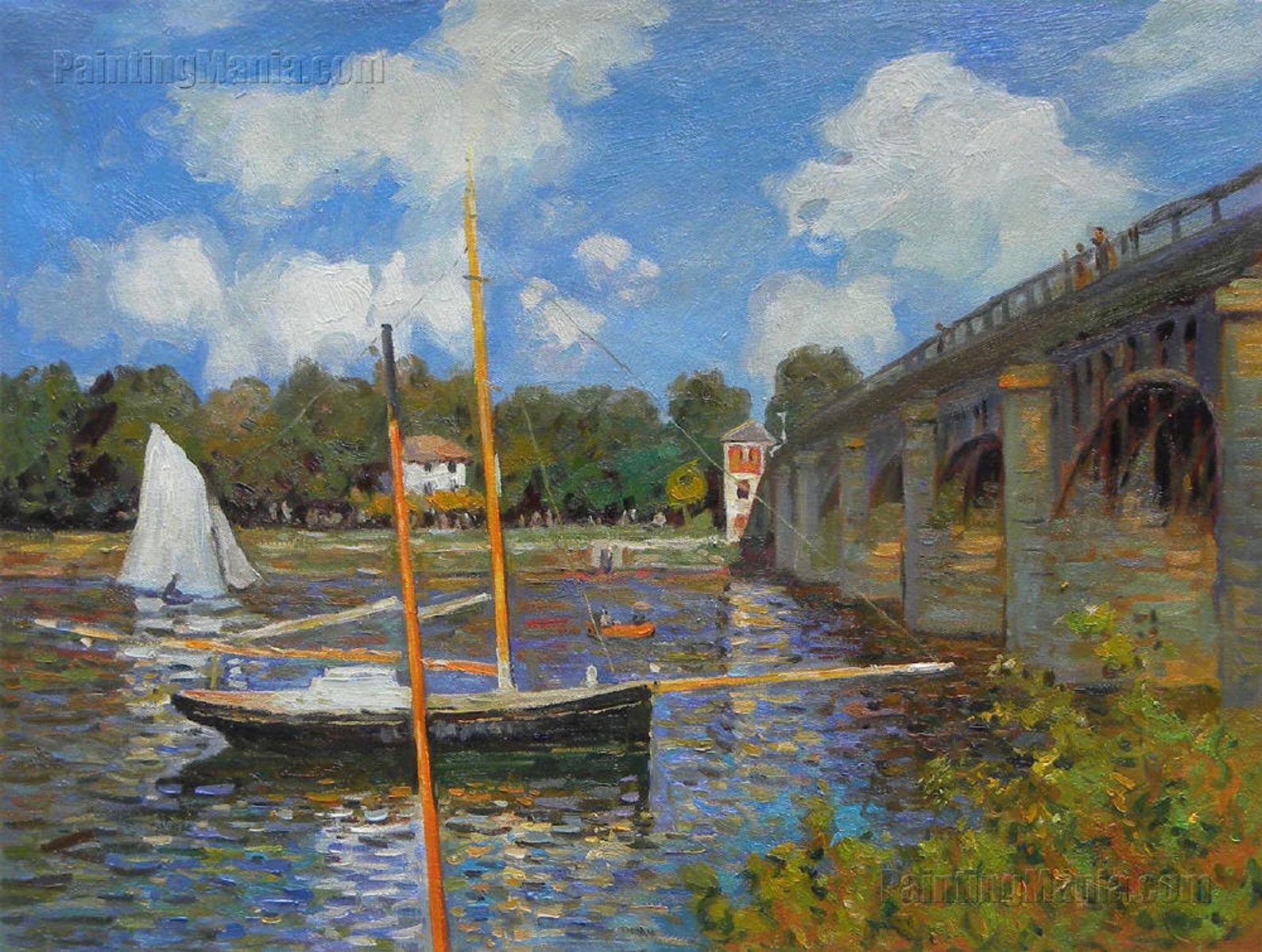 The Road Bridge at Argenteuil Claude Monet Hand-painted Oil | Etsy