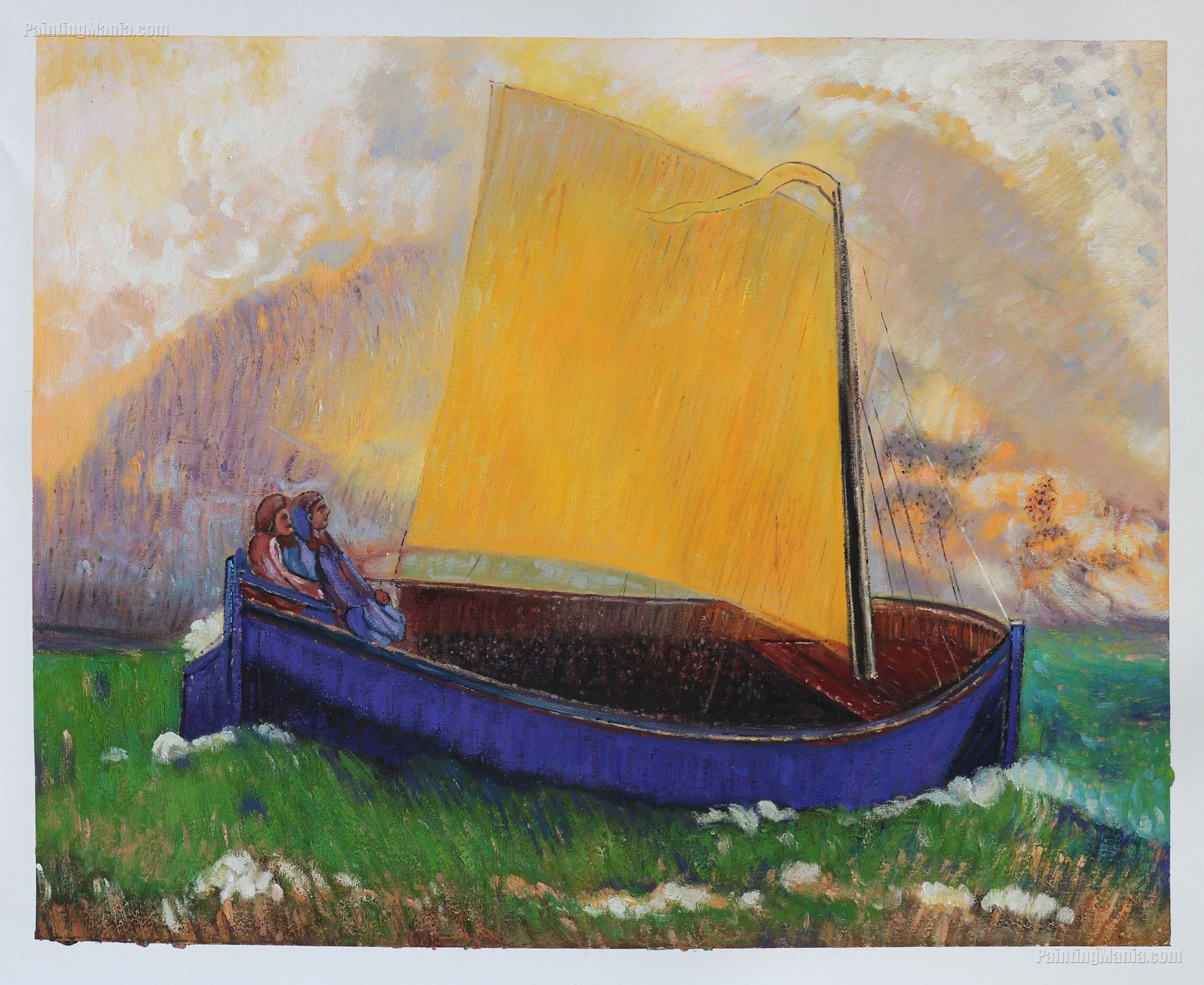 The Mysterious Boat - Odilon Redon Hand-painted Oil Painting ...