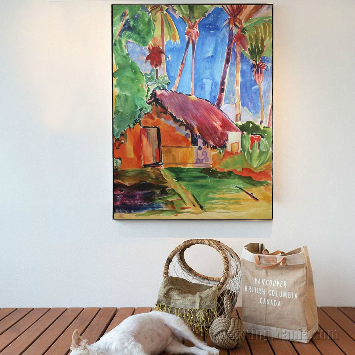 Thatched Hut Under Palm Trees Paul Gauguin Hand-painted Oil - Etsy