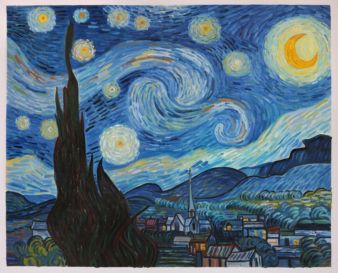 The Starry Night Vincent Van Gogh Hand-painted Oil Painting - Etsy