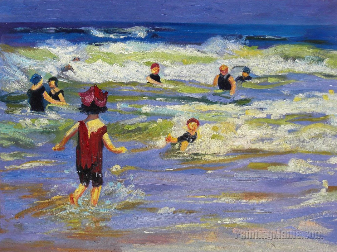 Little Sea Bather - Edward Potthast Hand-painted Oil Painting ...