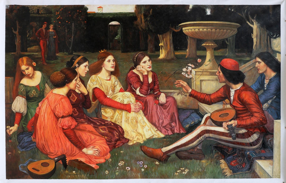 A Tale From the Decameron - John William Waterhouse Hand-painted Oil ...