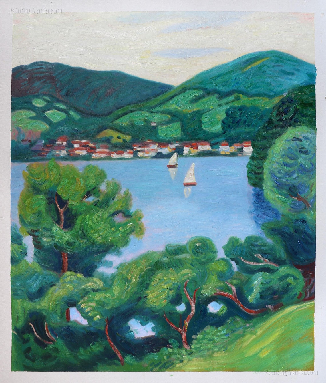 Tegern Sea Landscape - August Macke Hand-painted Oil Painting ...