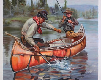 Canoe, Rowing, River Philip Goodwin Hand-painted Oil Painting ...