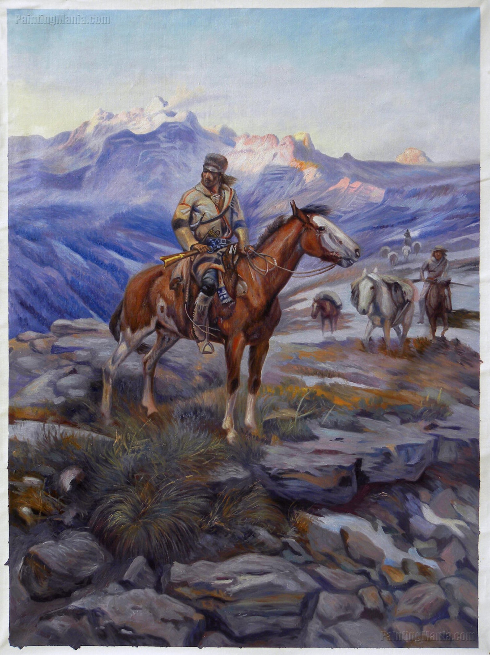 Free Trappers - C.M. Russell Hand-painted Oil Painting Reproduction ...