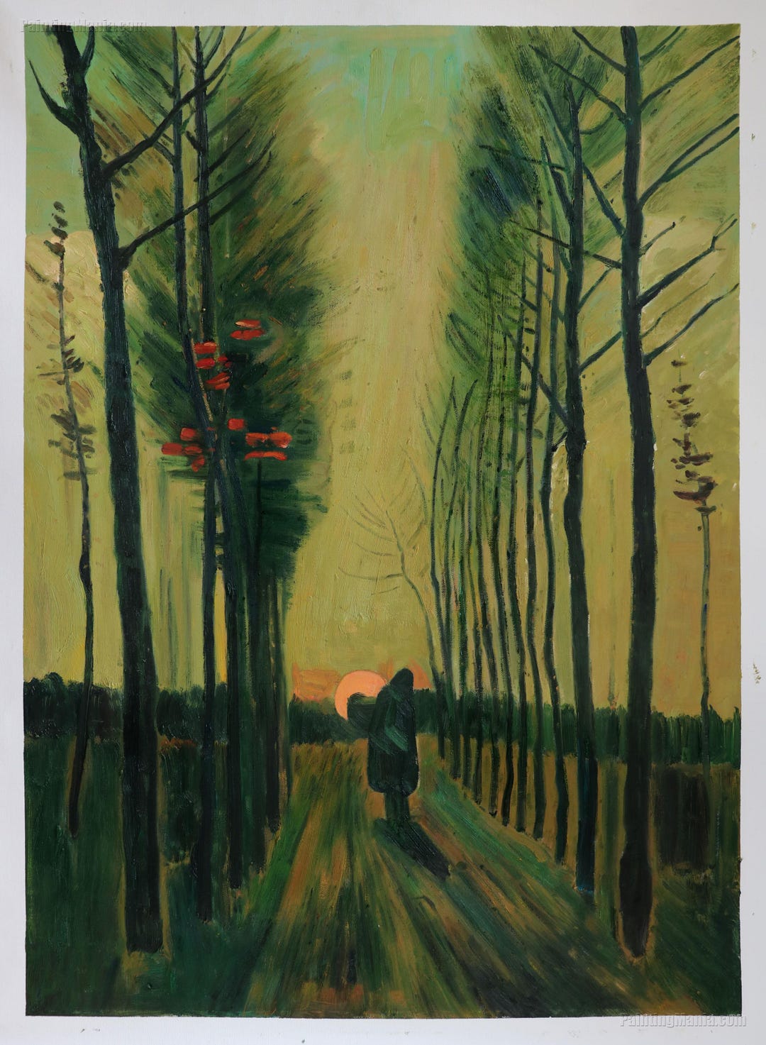 Lane of Poplars at Sunset - Vincent Van Gogh Hand-painted Oil Painting ...