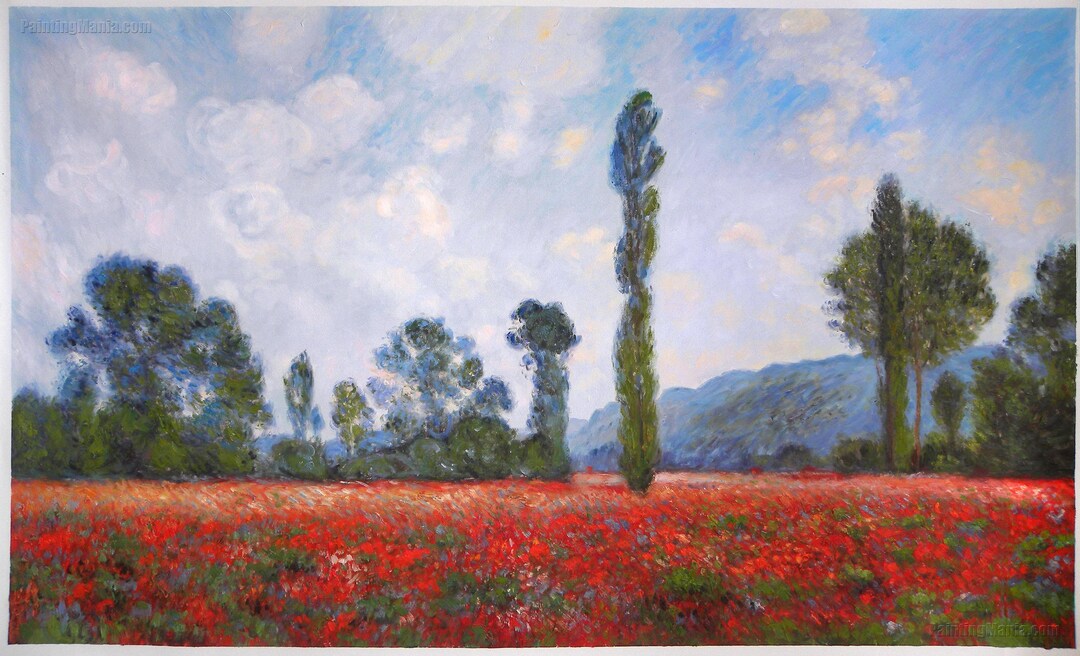 Poppy Field, Giverny - Claude Monet Hand-painted Oil Painting ...