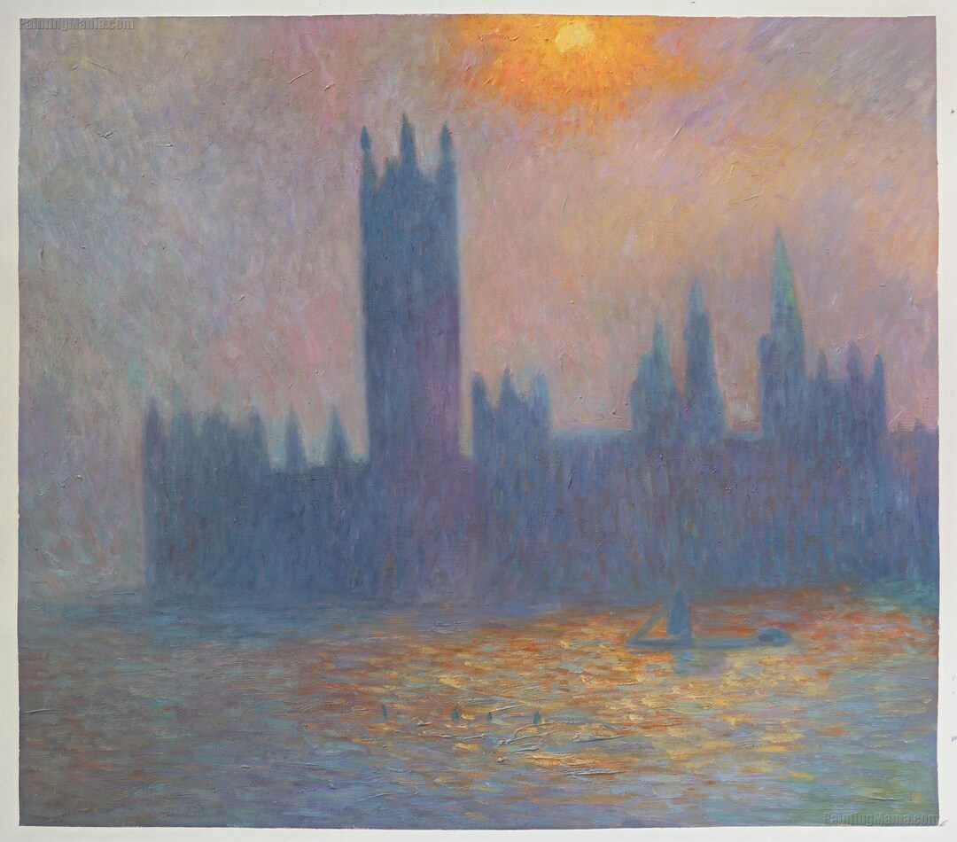 Houses of Parliament, Effect of Sunlight in the Fog - Claude Monet Hand ...