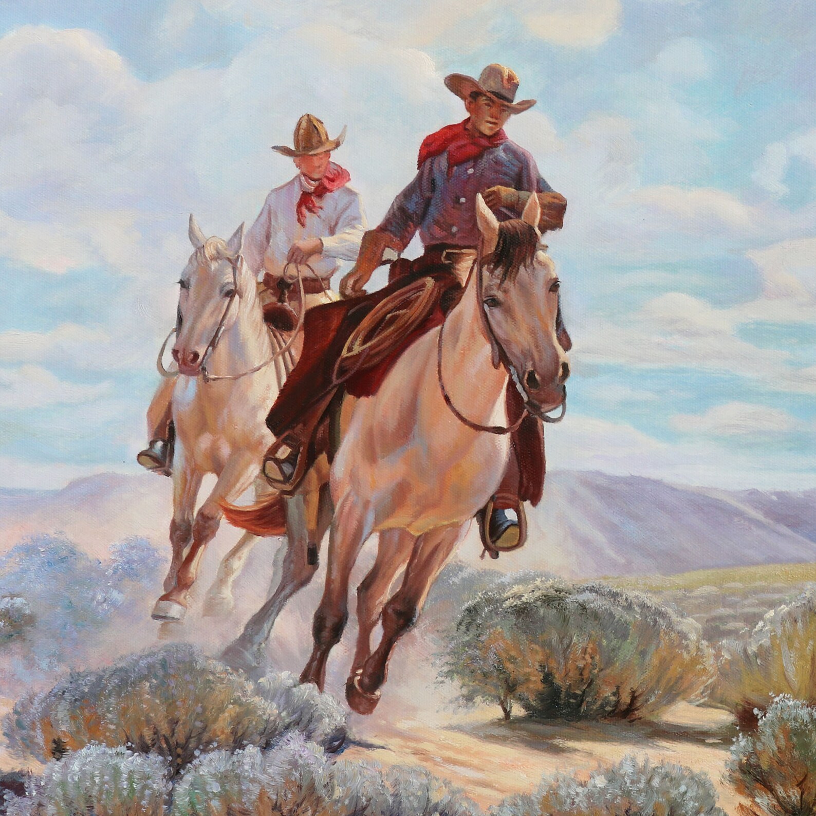 Riding the Range - William Herbert Dunton Hand-painted Oil Painting ...