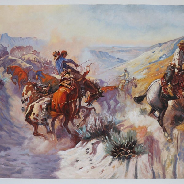 Cattle Drive Painting - Etsy