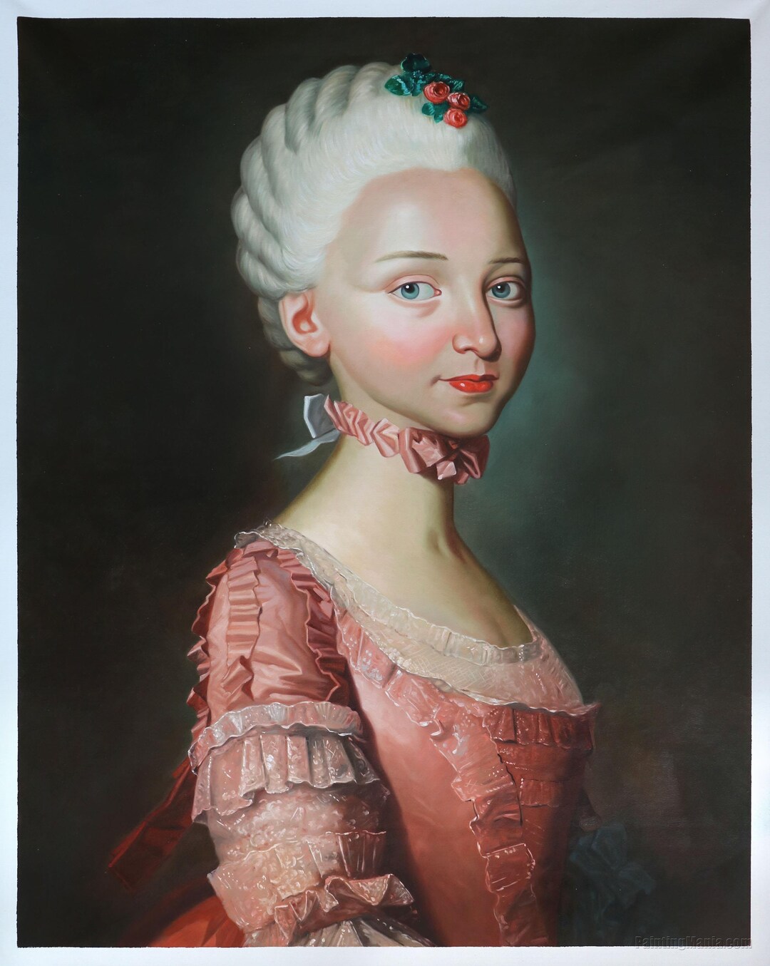 Portrait of an Elegant Young Lady in a Pink Dress - Simon-bernard ...