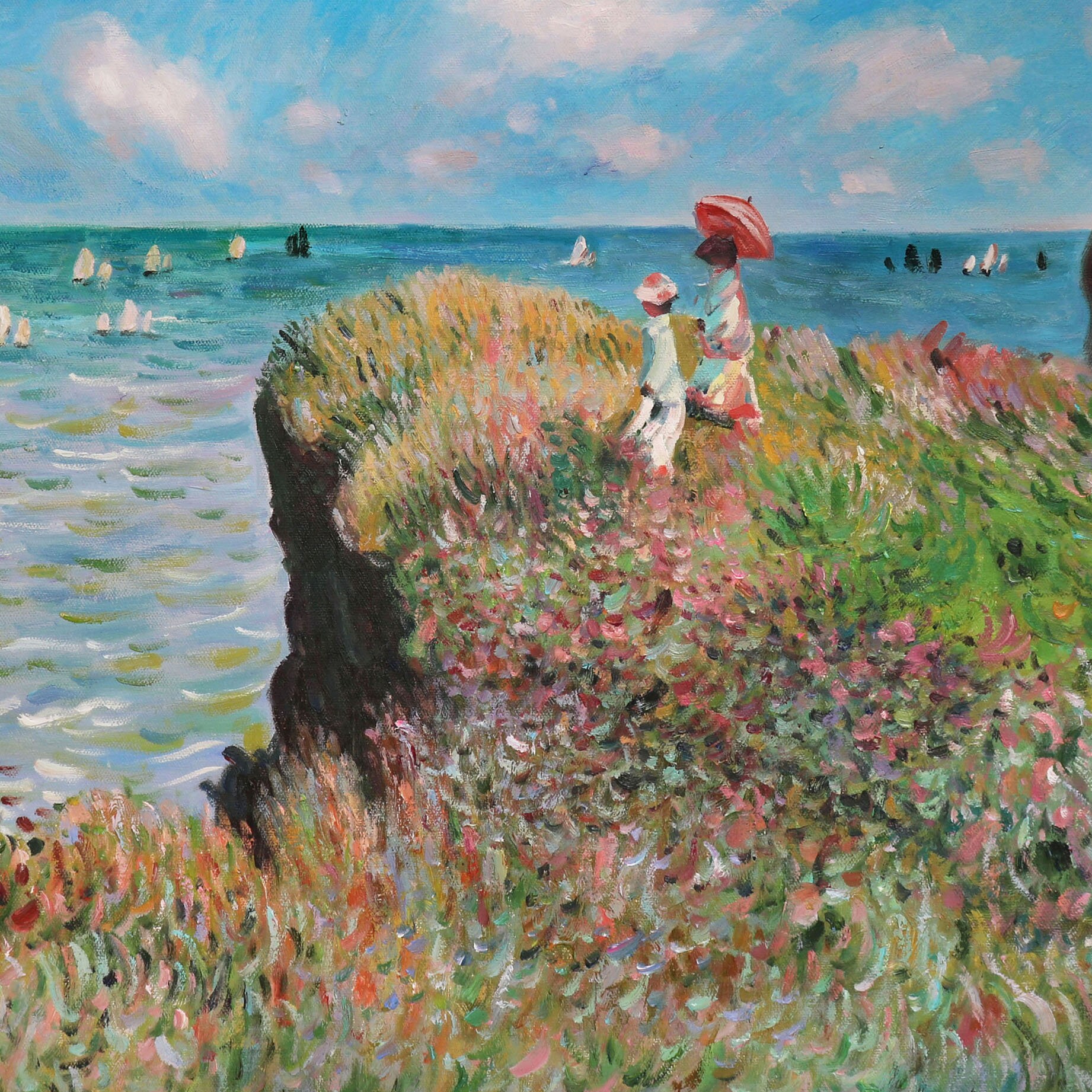 The Cliff Walk Pourville Claude Monet hand-painted oil | Etsy