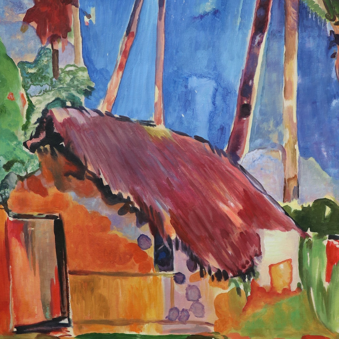 Thatched Hut Under Palm Trees Paul Gauguin Hand-painted Oil - Etsy