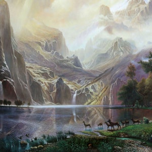 Among the Sierra Nevada Mountains, California - Albert Bierstadt Hand ...