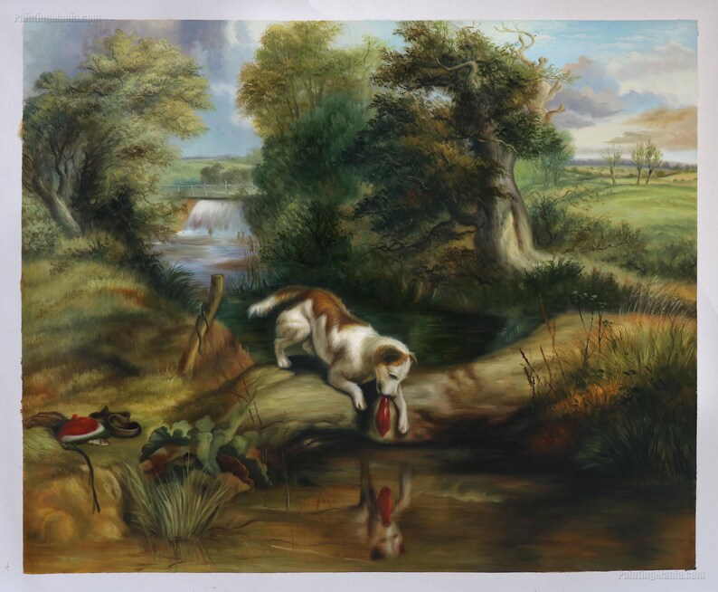 The Dog and the Shadow Edwin Henry Landseer Hand Painted Oil - Etsy