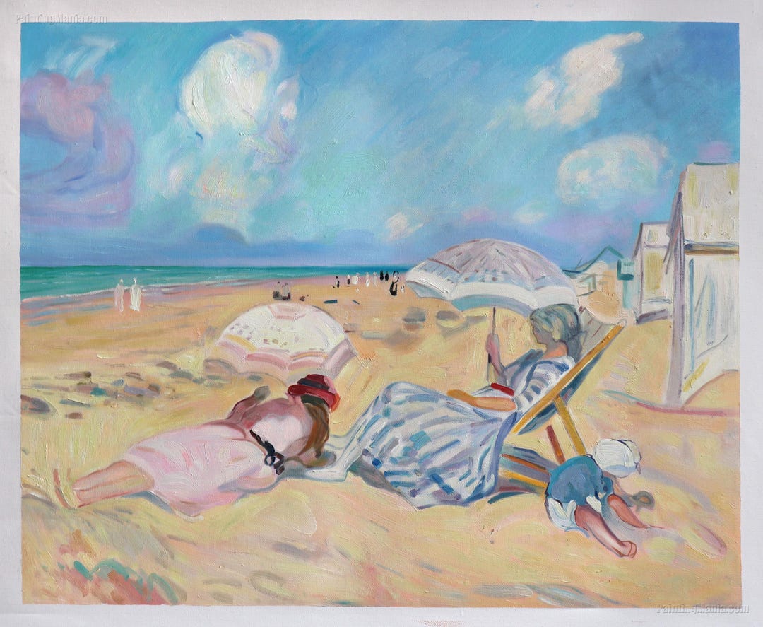 On the Beach - Henri Lebasque Hand-painted Oil Painting Reproduction ...