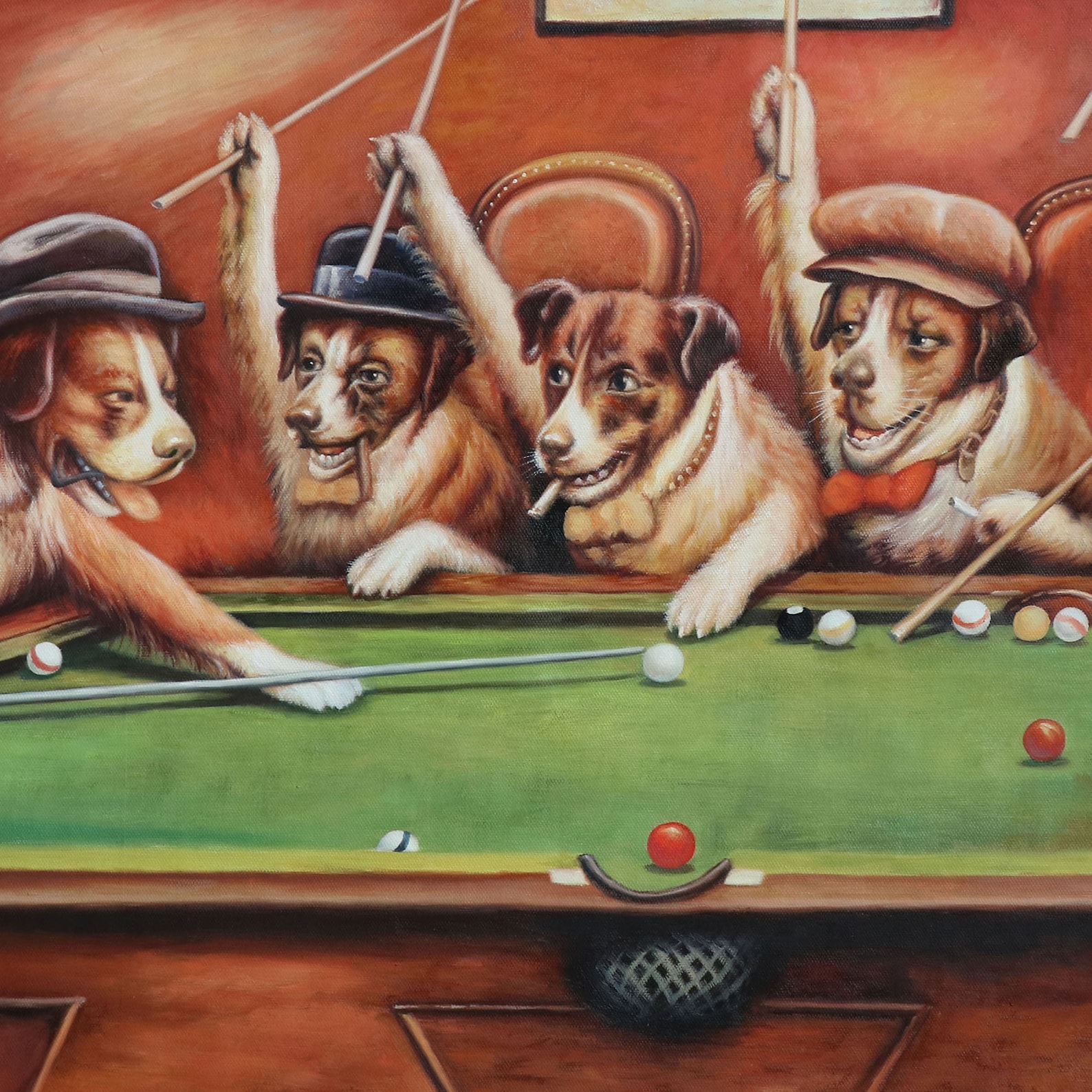 Dogs Playing Pool - Cassius Marcellus Coolidge Hand-painted Oil ...