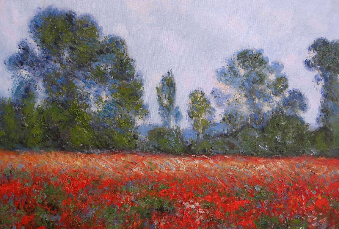 Poppy Field Giverny Claude Monet Hand-painted Oil Painting | Etsy