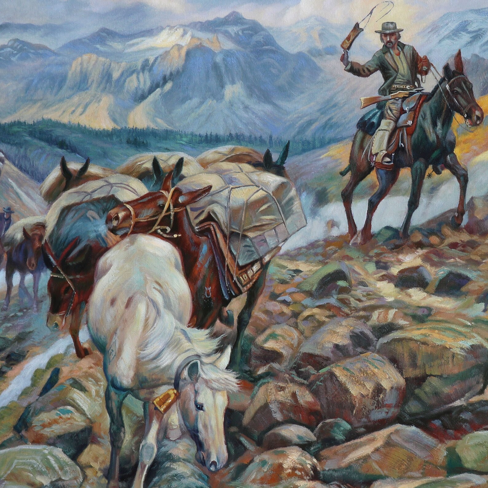 When Mules Wear Diamonds - Charles Marion Russell Oil Painting ...