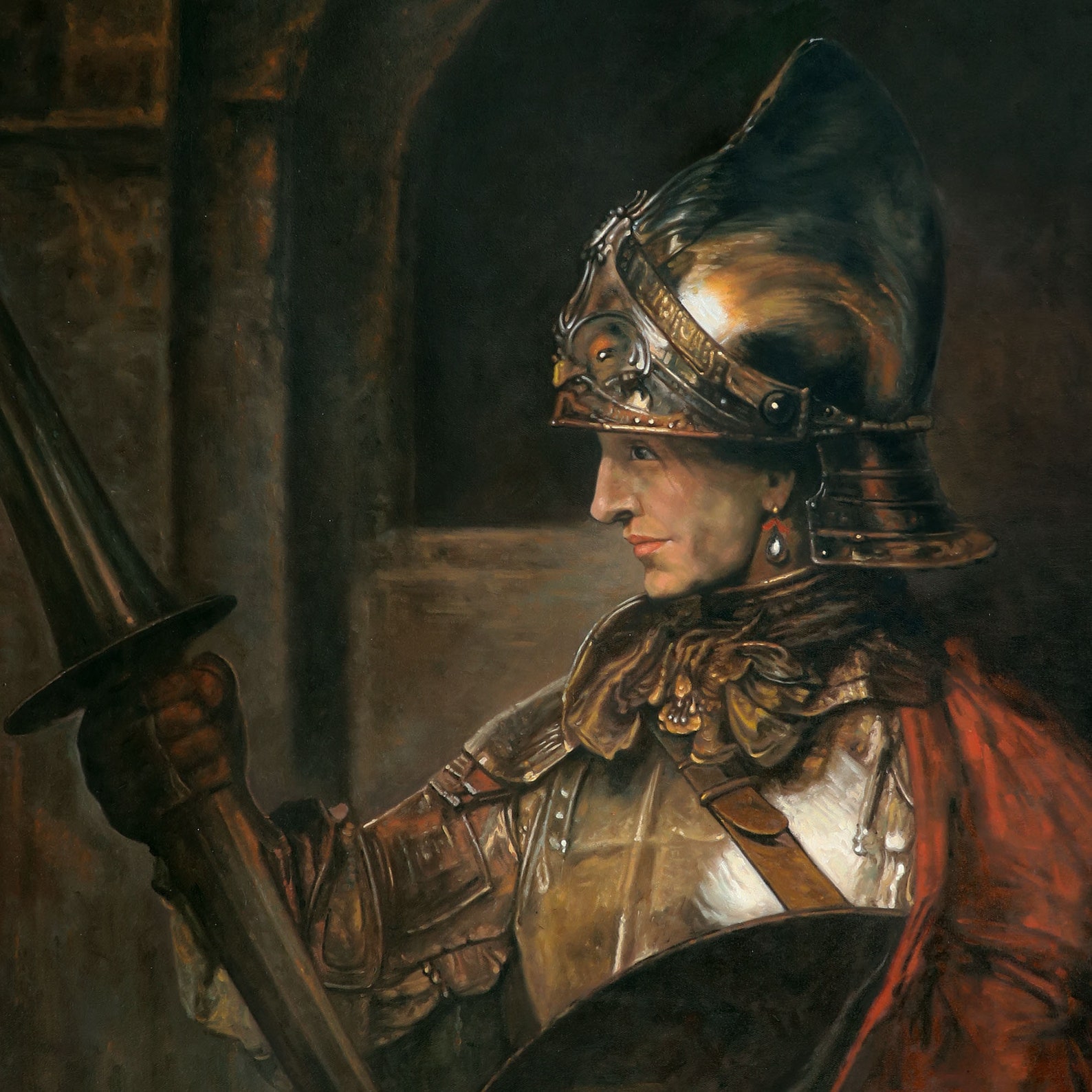 A Man in Armour (alexander the Great) - Rembrandt Hand-painted Oil ...
