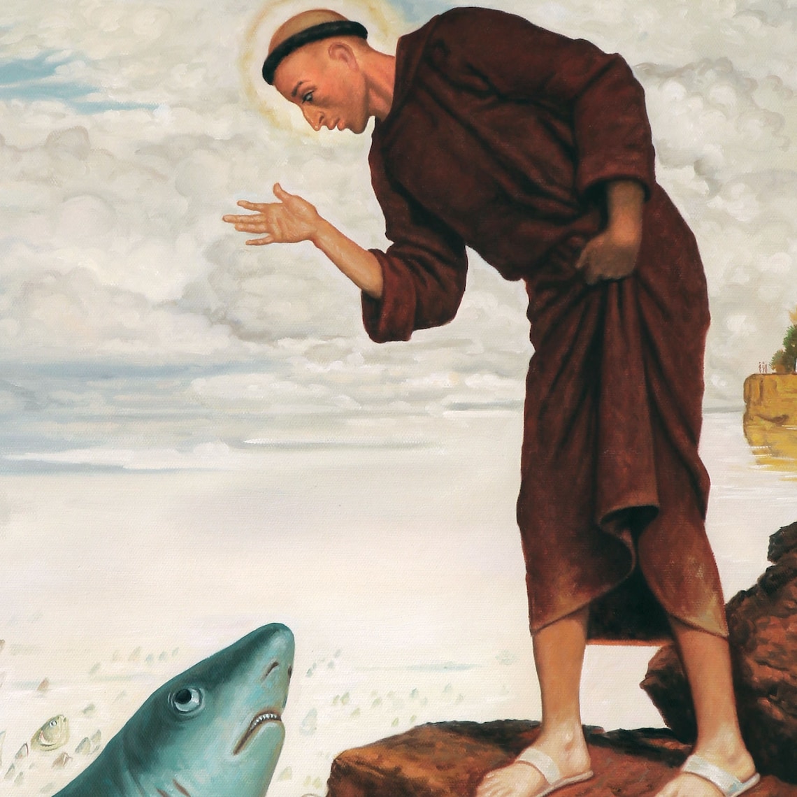 St. Anthony Preaching to the Fish - Arnold Bocklin Hand-painted Oil ...
