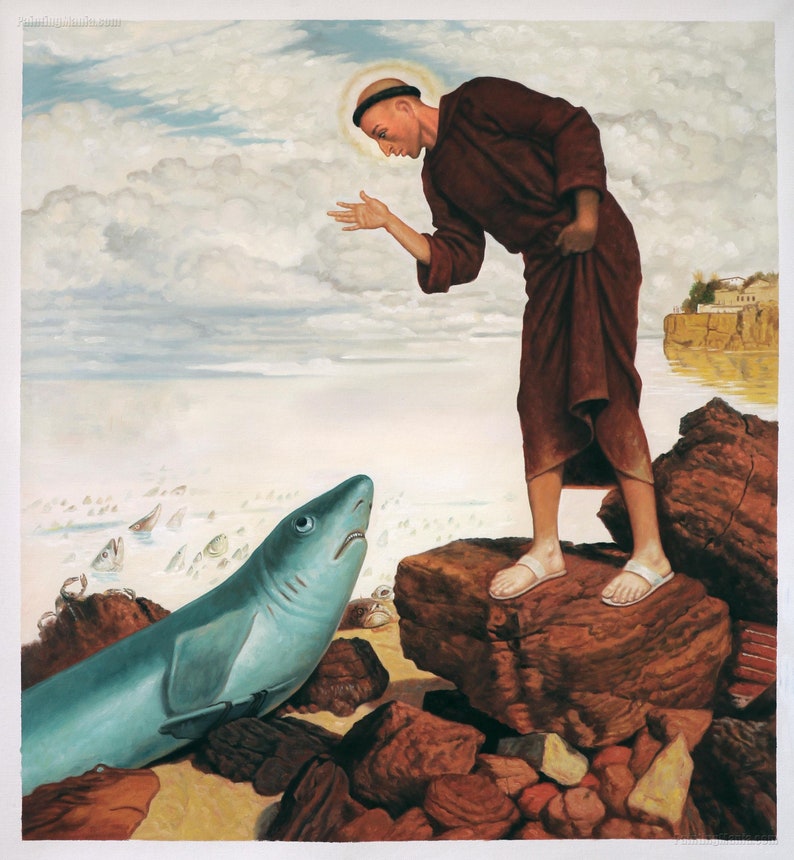 St. Anthony Preaching to the Fish - Arnold Bocklin Hand-painted Oil ...