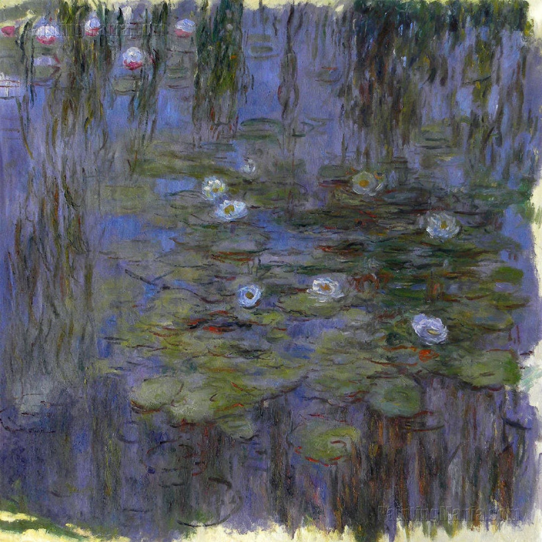 Blue Water Lilies - Claude Monet Hand-painted Oil Painting Reproduction ...