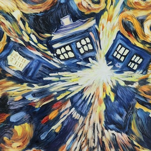 Exploding Tardis (blue Box Exploding) - Doctor Who Hand-painted Oil ...