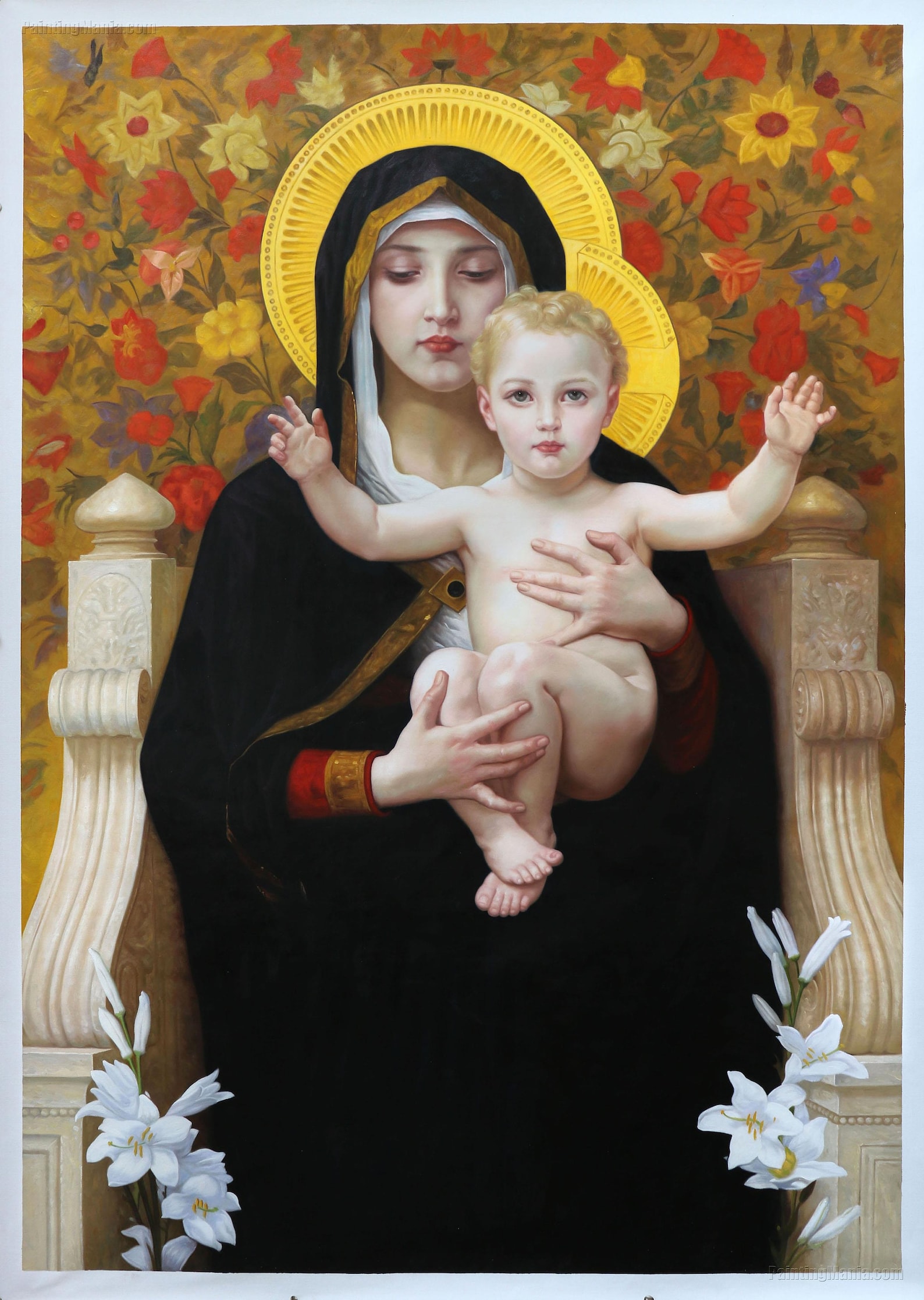 The Madonna of the Lilies - William-adolphe Bouguereau Hand-painted Oil ...
