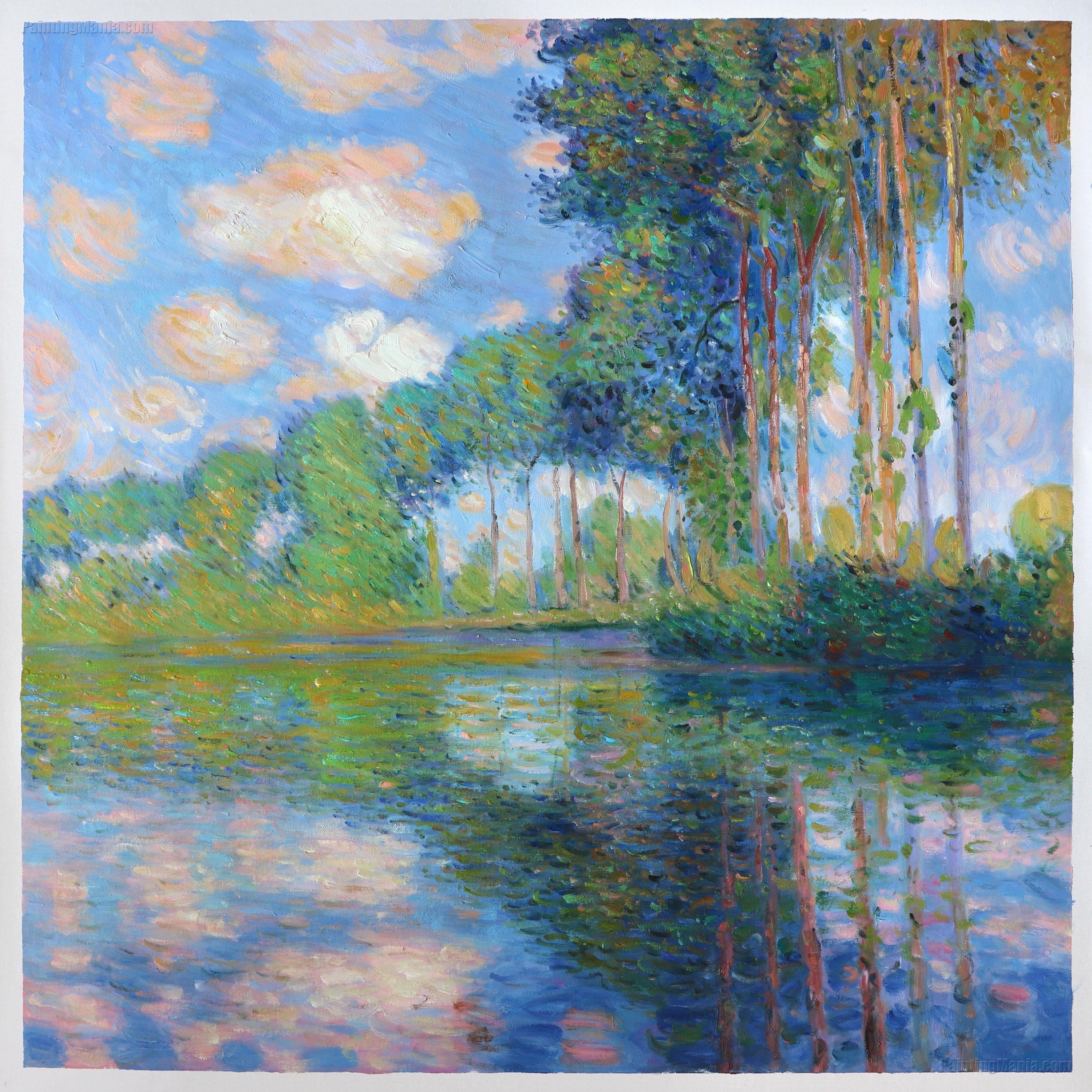 Álamos en las orillas del río Epte - Reproducción de pintura al óleo ...