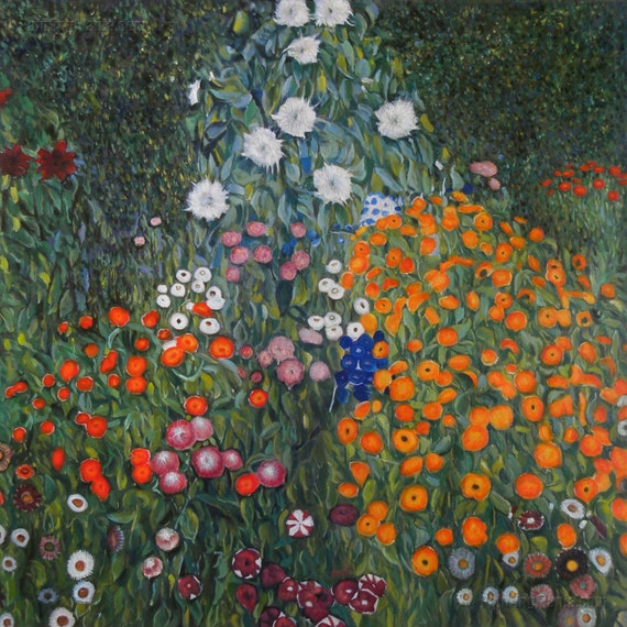 Farm Garden Flower Garden Gustav Klimt hand-painted oil | Etsy
