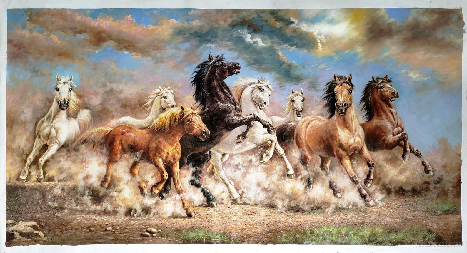 Eight Horses Galloping Across the Vast Plain Hand-painted - Etsy