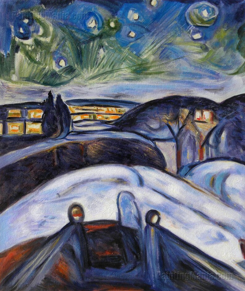 Starry Night Edvard Munch hand-painted oil painting | Etsy