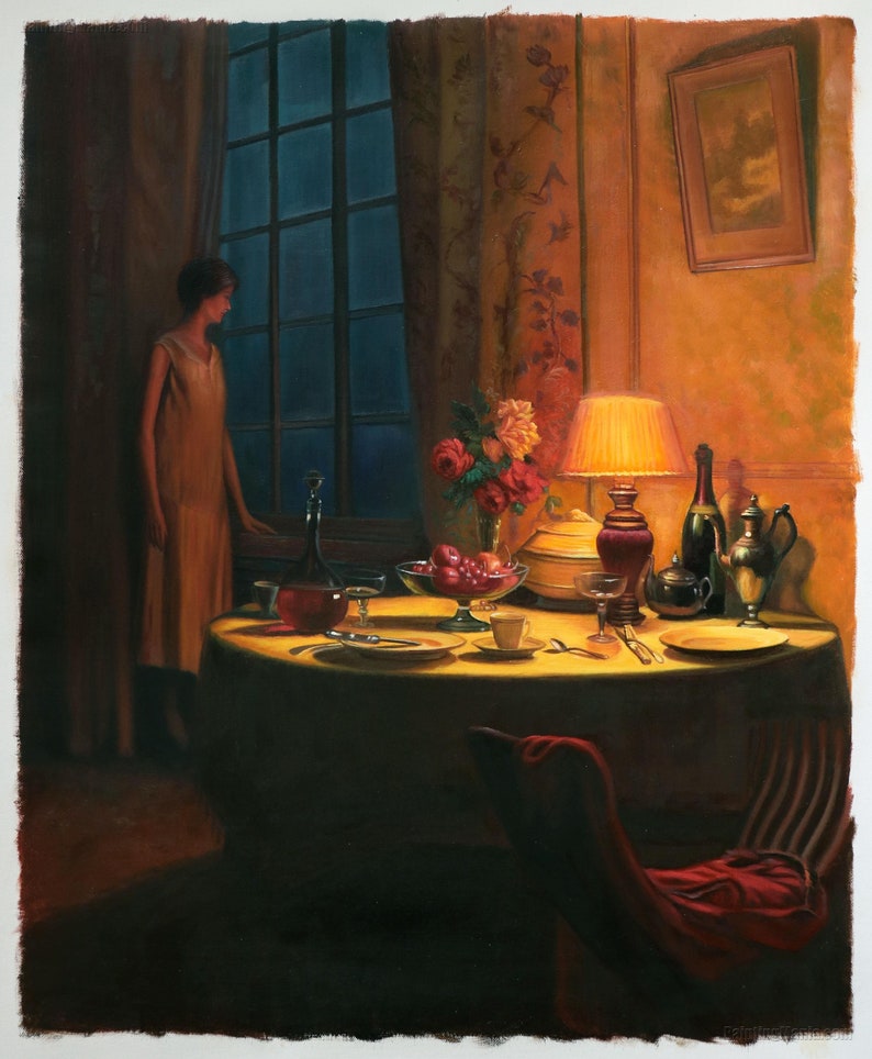 Lamp Light Marcel Rieder Hand-painted Oil Painting - Etsy