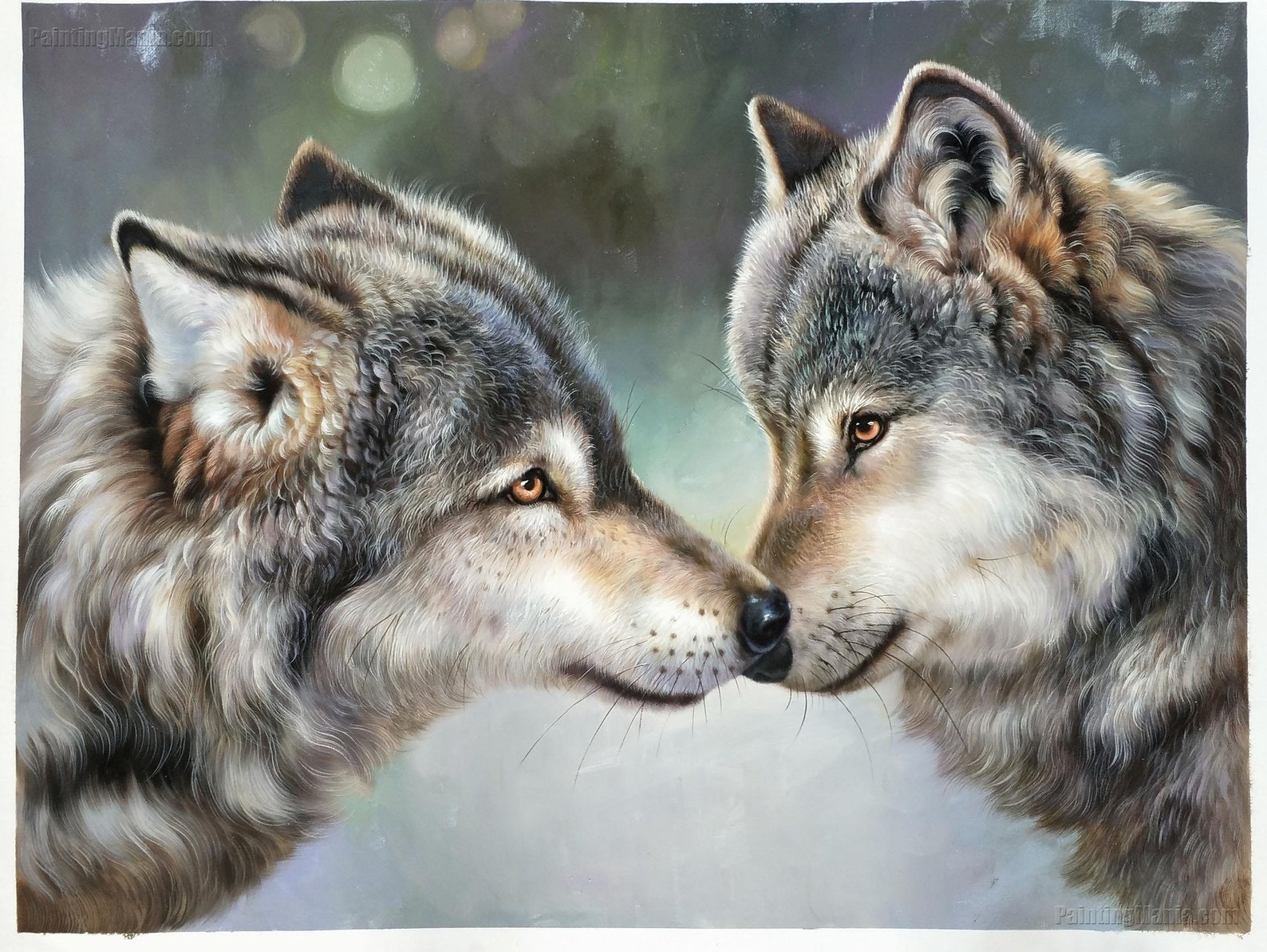 Sweet Gray Wolf Couple Portrait High Quality 100% | Etsy