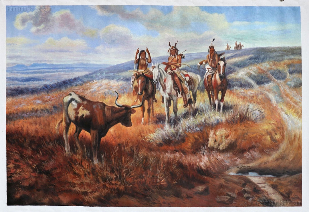 White Man's Buffalo - Charles Marion Russell Hand-painted Oil Painting ...
