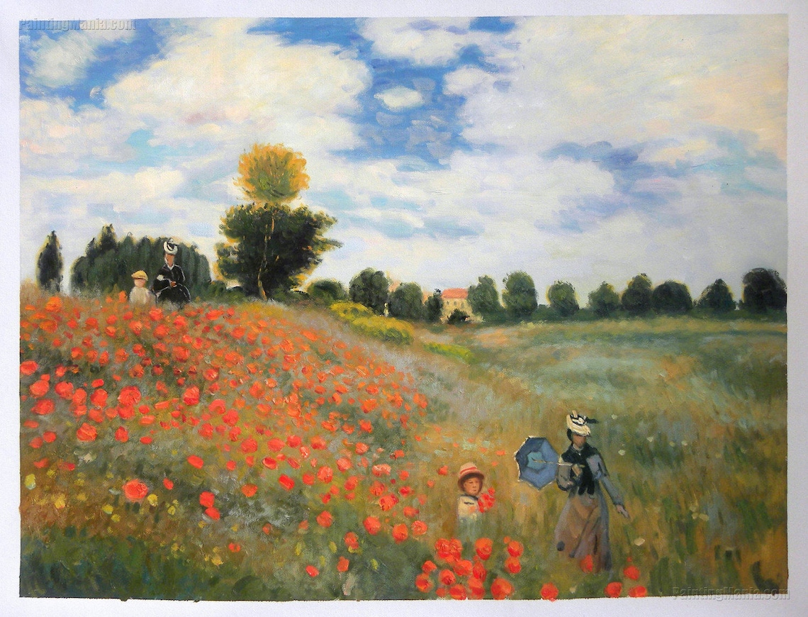 Field of Poppies Argenteuil Claude Monet Hand-painted Oil | Etsy