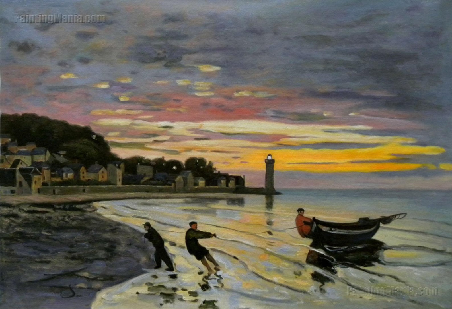 Hauling a Boat Ashore Honfleur Claude Monet hand-painted | Etsy