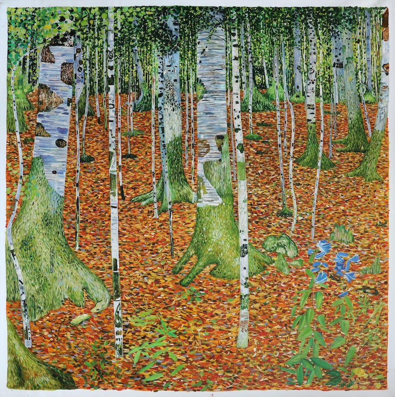 Birch Woods Gustav Klimt Hand-painted Oil Painting | Etsy